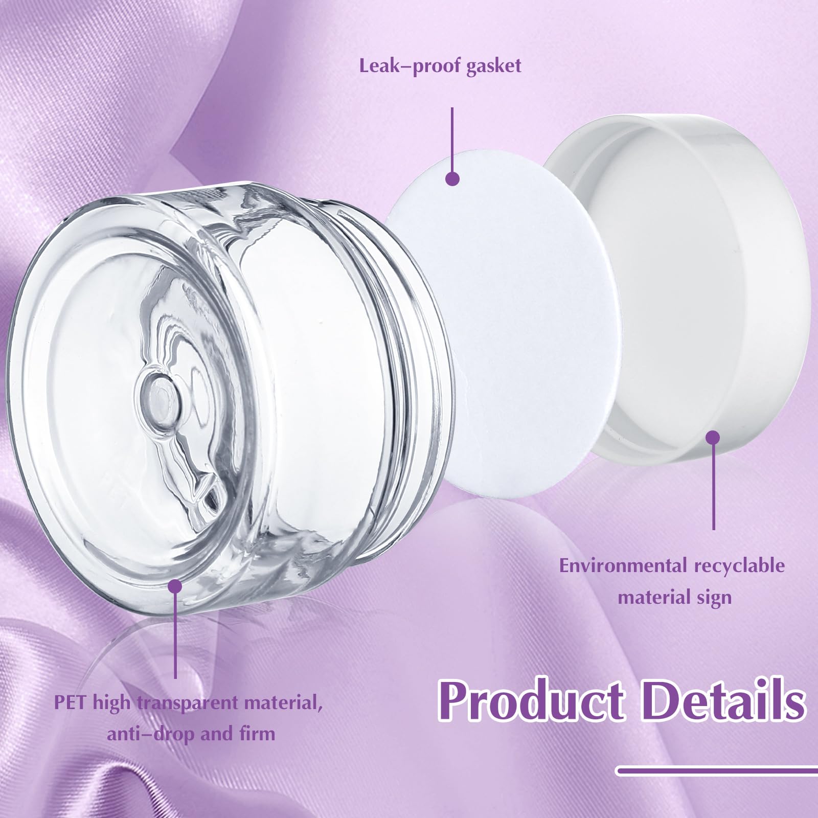 SATINIOR 100 Pcs Plastic Jars with Lids Small Containers Lids Wide Mouth Small Plastic Containers for Lotion Cream Rhinestones Body Butters Travel Storage(4 oz,Clear with White Lid)
