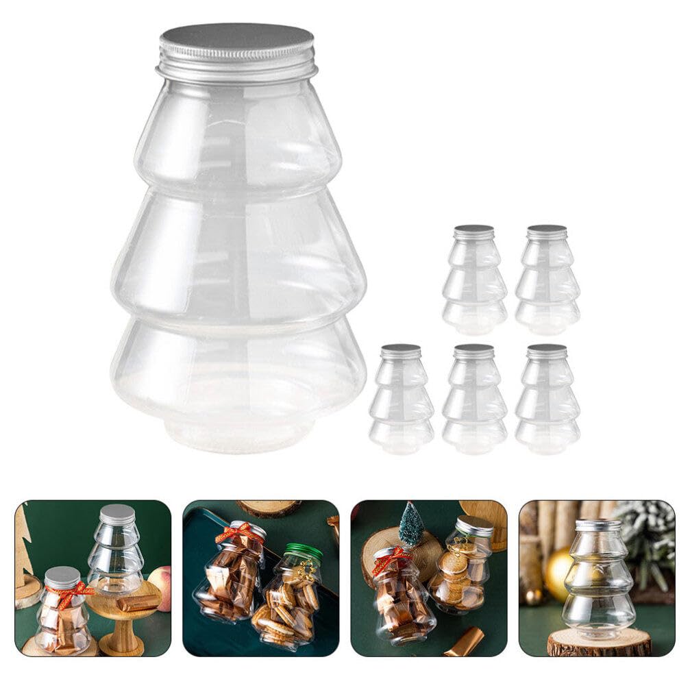 Alipis 6pcs Box Snack Candy Box Tress Shape Bottle Christmas Candy Bottles Chocolate Jar Cookie Bottle Christmas Tree Decorations Xmas Candy Holder Child Snack Box Plastic Tree Shape