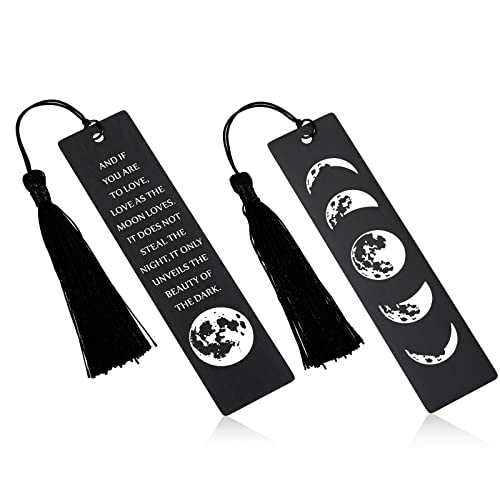 Moon Phases Art Bookmark for Booklovers Phases of The Moon Bookmark with Tassel for Women Men Celestial Space Cosmic for Kids Teens Students Teachers Reading School Library Office Accessories