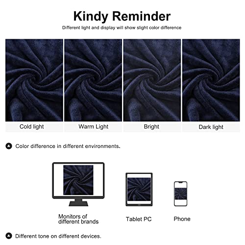 PiccoCasa Flannel Fleece Blanket Soft Lightweight Warm Fuzzy Blanket for All-Seasons, Luxury Comfy Decorative for Couch Living Room 50"x60" Navy Blue