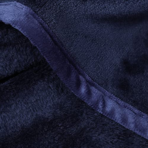 PiccoCasa Flannel Fleece Blanket Soft Lightweight Warm Fuzzy Blanket for All-Seasons, Luxury Comfy Decorative for Couch Living Room 50"x60" Navy Blue