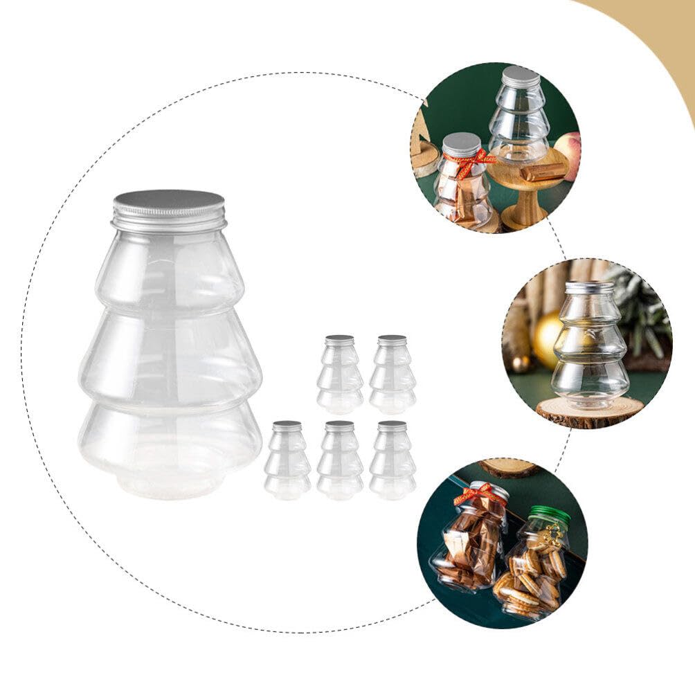 Alipis 6pcs Box Snack Candy Box Tress Shape Bottle Christmas Candy Bottles Chocolate Jar Cookie Bottle Christmas Tree Decorations Xmas Candy Holder Child Snack Box Plastic Tree Shape