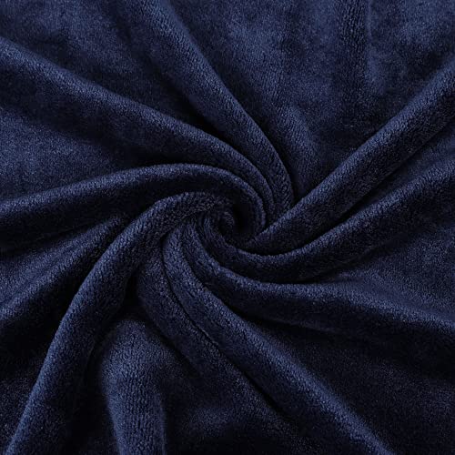 PiccoCasa Flannel Fleece Blanket Soft Lightweight Warm Fuzzy Blanket for All-Seasons, Luxury Comfy Decorative for Couch Living Room 50"x60" Navy Blue