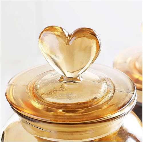 Glass Storage Jars - Clear Glass Candy Jar, Love Food Storage Pot For Cookies Snacks Dried Fruits And Nuts -grid-11 * 11 * 22.5cm (Color : Grid)