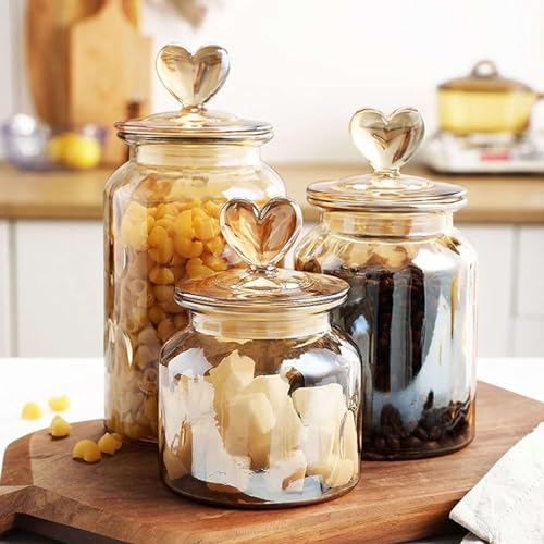 Glass Storage Jars - Clear Glass Candy Jar, Love Food Storage Pot For Cookies Snacks Dried Fruits And Nuts -grid-11 * 11 * 22.5cm (Color : Grid)