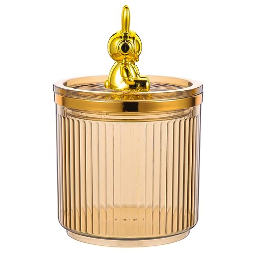 Garneck 2pcs space bunny storage tank cotton round holder medicine bottles with caps round vanity tray candy dish covered candy bowl bathroom canister acrylic canister clear acrylic jar