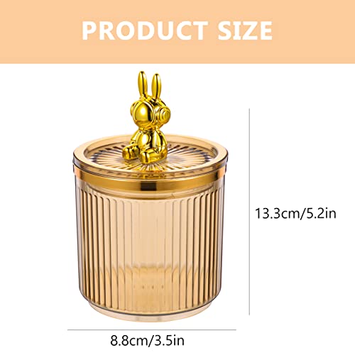 Garneck 2pcs space bunny storage tank cotton round holder medicine bottles with caps round vanity tray candy dish covered candy bowl bathroom canister acrylic canister clear acrylic jar