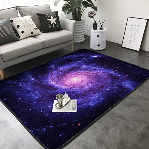 Washable Area Sponge Rug Mat for Kids Girls Bedroom Living Room Spiral Galaxy, Outer Space Psychedelic Nebula Universe Non-Slip Carpet Super Soft Extra Thick Bathroom Home Indoor Small Floor Rugs