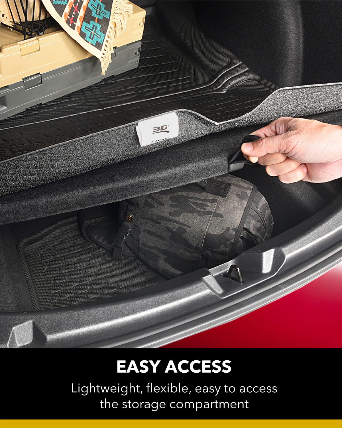 3D MAXpider Custom Fit Kagu Black Cross Fold Cargo Liner Compatible with Toyota Gr Supra 2020-2025 - Cargo Liner