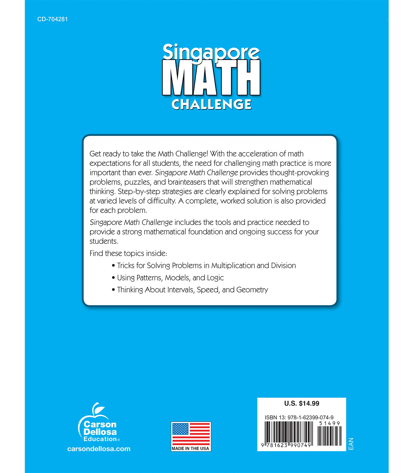 Singapore Math Challenge 4th Grade Math Workbooks, Singapore Math Grade 4 and Up, Patterns, Counting, Addition, Subtraction, Multiplication, Division, 4th Grade Math Classroom or Homeschool Curriculum
