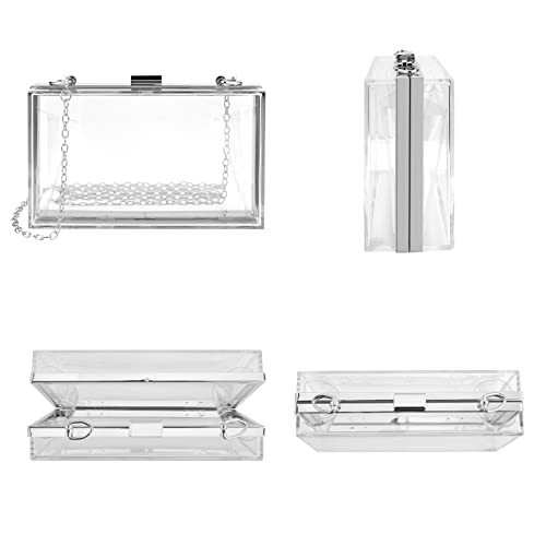 Linkidea Transparent Acrylic Bag, Women Clear Clutch Purse, Evening Lady Wedding Party Shoulder Crossbody Handbag with Replacement Chain Strap, 2 Pack