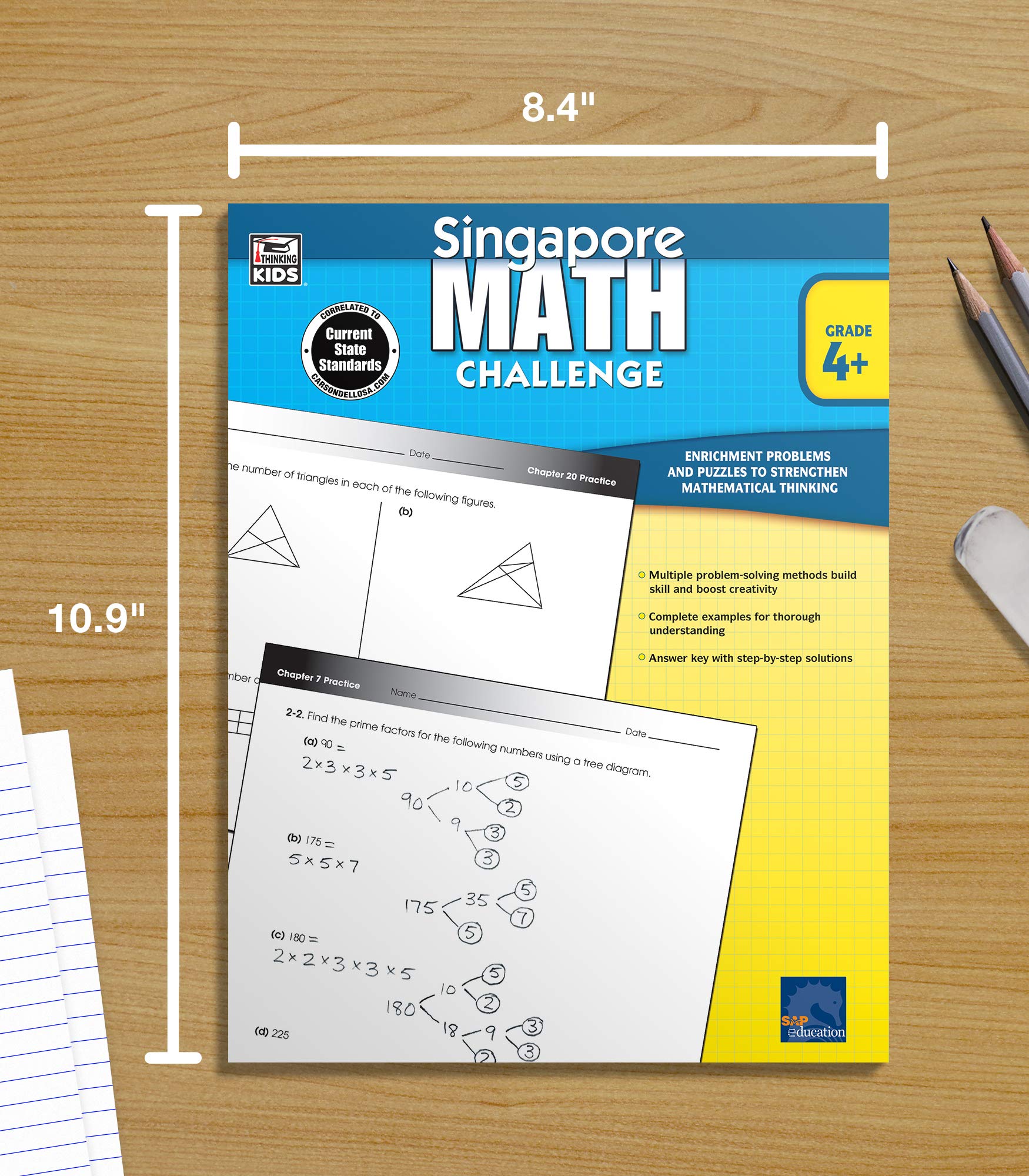 Singapore Math Challenge 4th Grade Math Workbooks, Singapore Math Grade 4 and Up, Patterns, Counting, Addition, Subtraction, Multiplication, Division, 4th Grade Math Classroom or Homeschool Curriculum