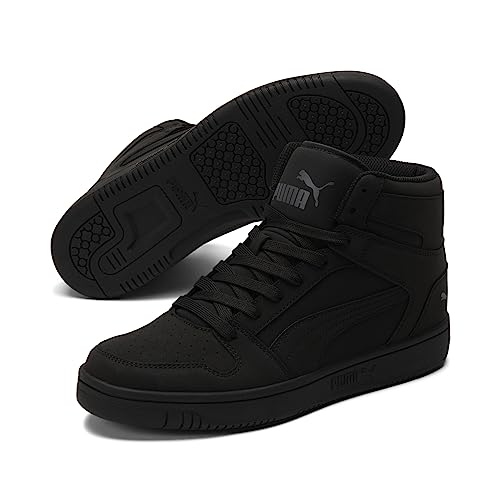 PUMA Mens Rebound Layup Sneaker, NUBUCK PUMA Mens Black-PUMA Mens Black-CASTLEROCK, 9.5