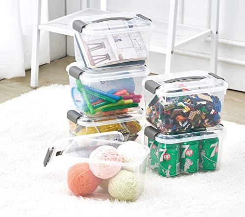 ZHENFAN 5.5 Qt Clear Storage Latch Box/Bin with Lids, 4-Pack Plastic Organize Bins with Handle