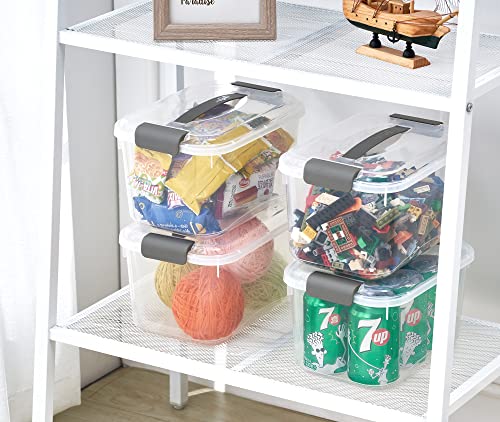 ZHENFAN 5.5 Qt Clear Storage Latch Box/Bin with Lids, 4-Pack Plastic Organize Bins with Handle