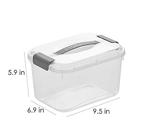 ZHENFAN 5.5 Qt Clear Storage Latch Box/Bin with Lids, 4-Pack Plastic Organize Bins with Handle