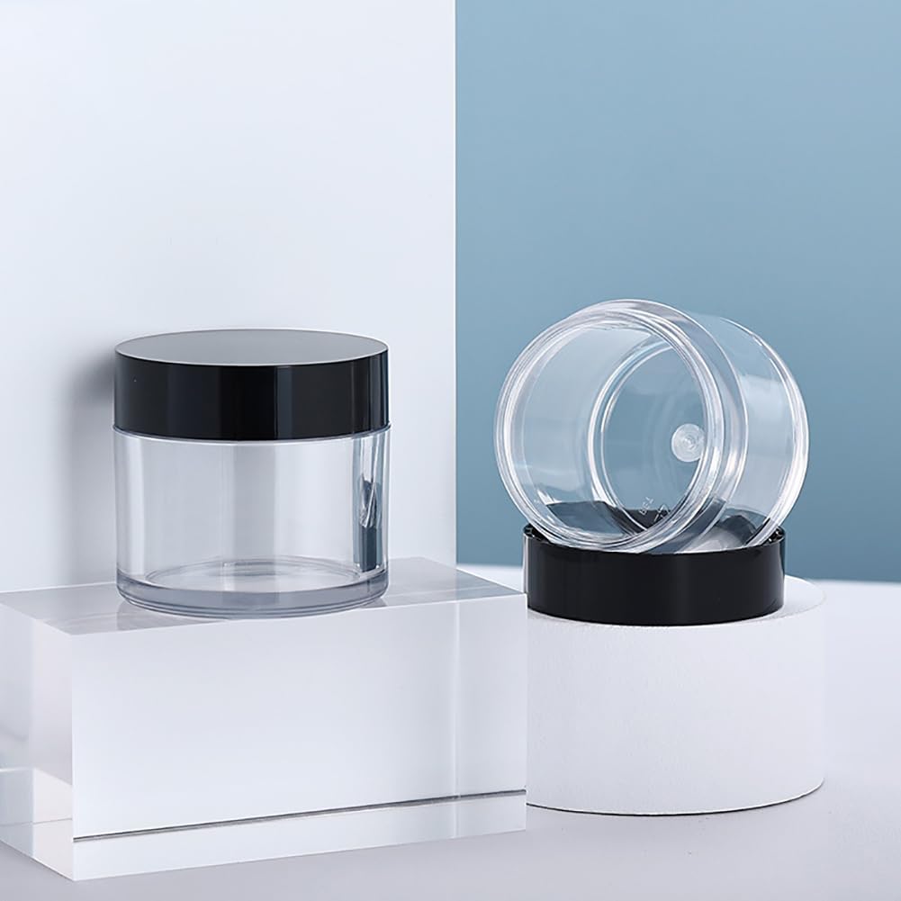 ccHuDE 10 Pcs 30 ml 1 oz Refillable Plastic Jars Small Cosmetic Jars Round Clear Jars Empty Creams Jars Makeup Sample Containers with Lid White