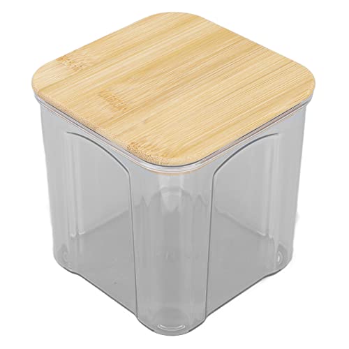 Yctze Airtight Food Storage Container with Bamboo Lid - Clear Jar for Noodles, Flour, Rice, Tea, Coffee Beans (900ml)