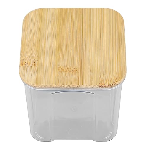 Yctze Airtight Food Storage Container with Bamboo Lid - Clear Jar for Noodles, Flour, Rice, Tea, Coffee Beans (900ml)