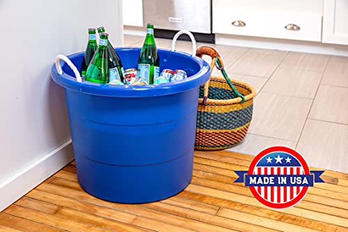 United Solutions 19 Gallon Rope Handle, Heavy-Duty Organization and Easy-Access Storage Tub, Multi-Purpose, Made with Rugged Plastic, Pack of 2, 2-Pack, Blue, 2 Count