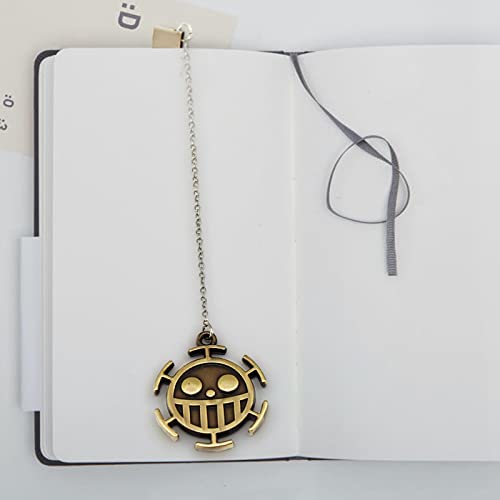 ZOA Anime Metal Bookmarks, Luffy Straw Hat Pirates Bookmark, Vintage Bookmark, Metal Pendant Bookmark, Anime Creative Bookmark Gift (Law)