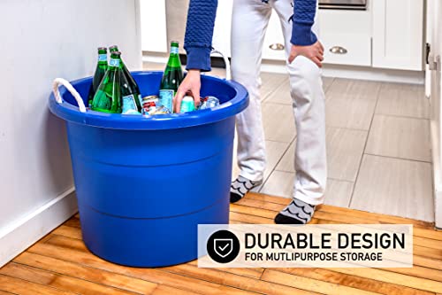 United Solutions 19 Gallon Rope Handle, Heavy-Duty Organization and Easy-Access Storage Tub, Multi-Purpose, Made with Rugged Plastic, Pack of 2, 2-Pack, Blue, 2 Count