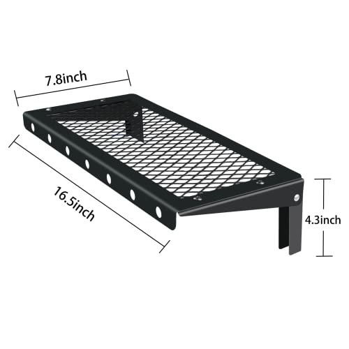 Sedesbon Floating Wall Shelves Set of 2, Black Floating Shelves,Wall-Mounted Bookshelf,Mesh Panel, Used in Living Room, Kitchen, Bathroom ,Garage,Folding with Hooks.