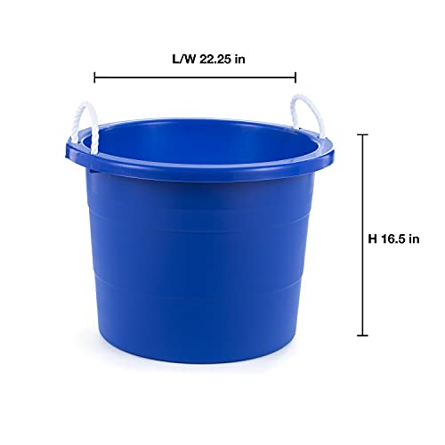 United Solutions 19 Gallon Rope Handle, Heavy-Duty Organization and Easy-Access Storage Tub, Multi-Purpose, Made with Rugged Plastic, Pack of 2, 2-Pack, Blue, 2 Count