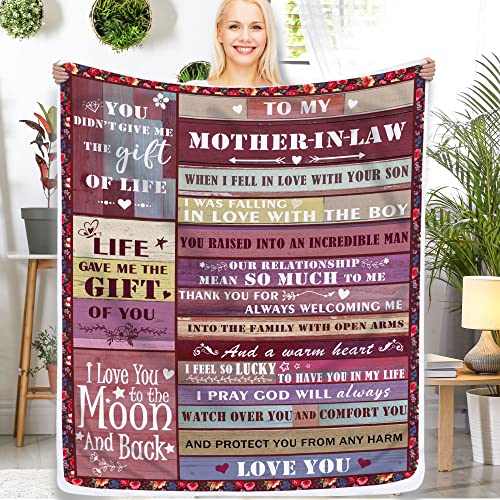 Gifts for Mother in Law Throw Blanket, Mother in Law Gifts from Daughter/Son in Law, Birthday Gifts for Mother in Law, Mother in Law Christmas, Soft Cozy Purple Blanket 50" X 60"