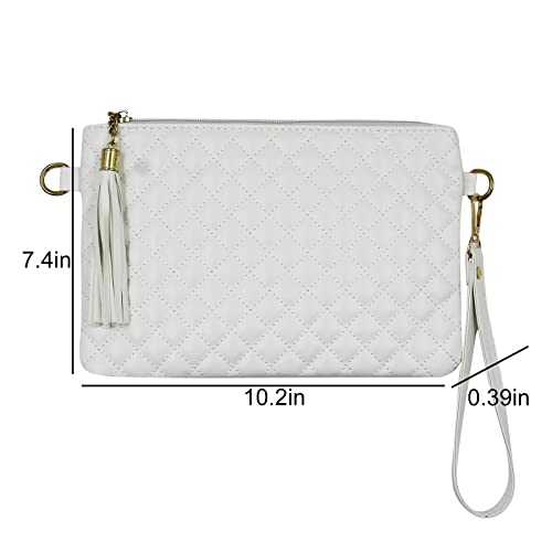 Amamcy Women Quilted Wristlet Clutch with Tassel Envelope Bag Lightweight Clutch Handbag Faux Leather Wallet for Ladies