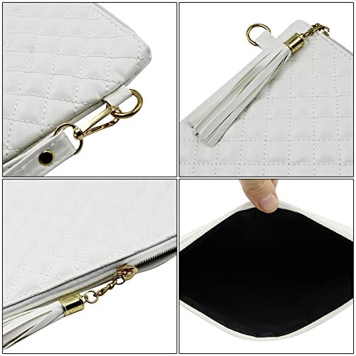 Amamcy Women Quilted Wristlet Clutch with Tassel Envelope Bag Lightweight Clutch Handbag Faux Leather Wallet for Ladies