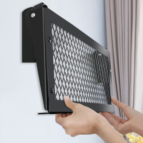 Sedesbon Floating Wall Shelves Set of 2, Black Floating Shelves,Wall-Mounted Bookshelf,Mesh Panel, Used in Living Room, Kitchen, Bathroom ,Garage,Folding with Hooks.