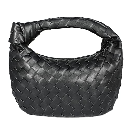 Woven Handbag, Knotted Clutch Bag For Women Soft Leather Hobo bag Fashion Mini Clutch Purse with Zipper Closure Shoulder Bags