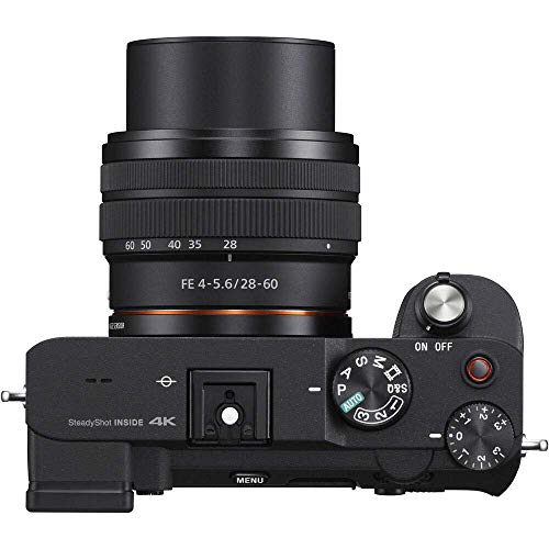 Sony Alpha a7C Mirrorless Digital Camera with 28-60mm Lens (Black) (ILCE7CL/B) + 64GB Memory Card + NP-FZ-100 Battery + Corel Photo Software + Case + External Charger + Card Reader + More (Renewed)
