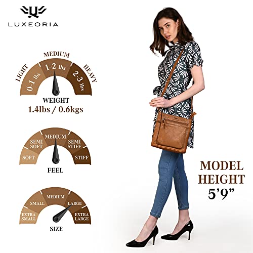 LUXEORIA Genuine Leather Crossbody Sling Bag for Women Classy Light Brown