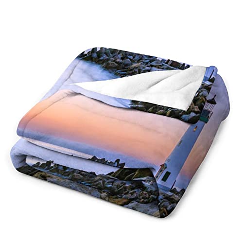 Ditooms Flannel Blanket, Luxury Lightweight Cozy Couch Bed Super Soft and Warm Plush Fleece Microfiber Throw Blanket Bed Blanket 50"x60", Lighthouse