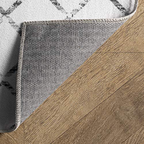 nuLOOM Moroccan Blythe Machine Washable Area Rug, 8' Square, Grey