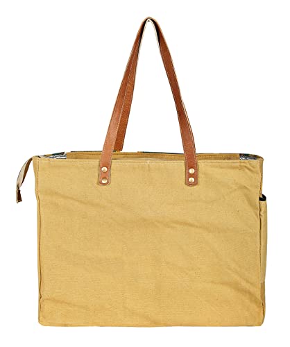 KPL Sel De Mer Upcycled Canvas and leather Hand Bag Cowhide Tote Bag shopping bag carry on leather bag