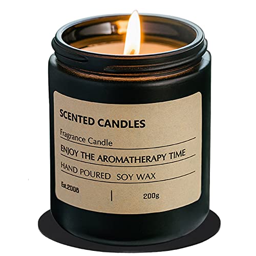 Birthday Gifts for Women,Rose and Sandalwood Scented Candles, Aromatherapy Candles for Home Scented, Jar Candles for Home Decor, Soy Bougies in Black Matte Jar, Scented Candle with Kraft