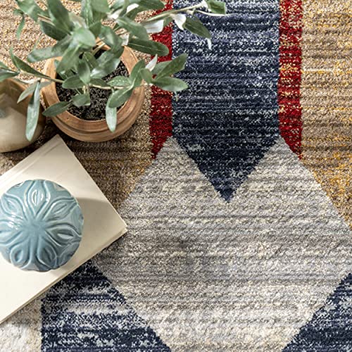 nuLOOM Marita Distressed Geometric Area Rug, 5' x 8', Beige