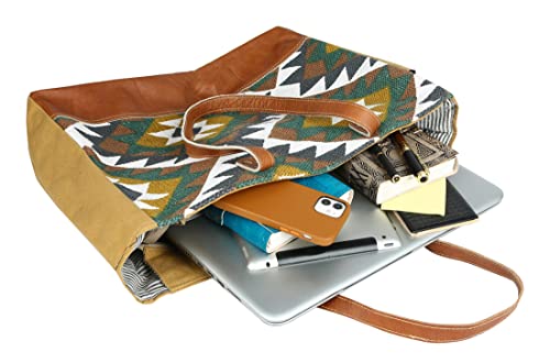KPL Sel De Mer Upcycled Canvas and leather Hand Bag Cowhide Tote Bag shopping bag carry on leather bag