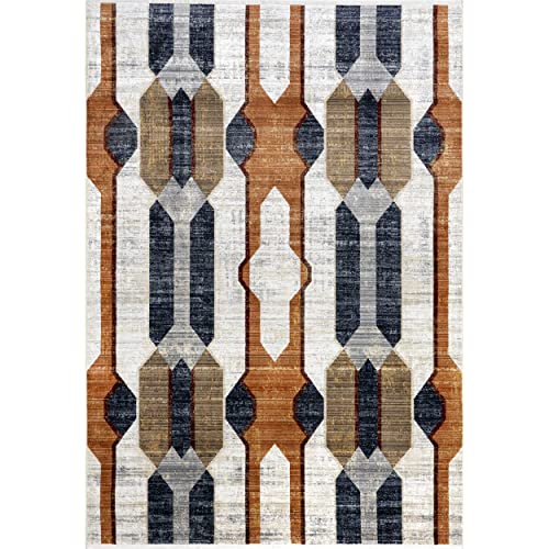 nuLOOM Marita Distressed Geometric Area Rug, 5' x 8', Beige