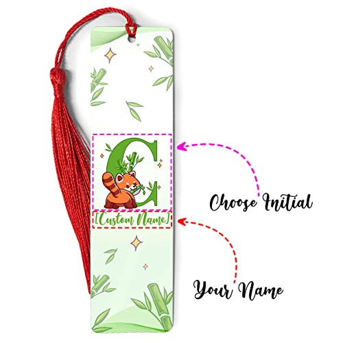 GOLEEX Personalized Initial Bookmark Red Panda Magnetic Bookmarks Customized Name Letter Page Markers Cute Bookworm Gifts for Book Lovers Readers Students Kids Women at Christmas