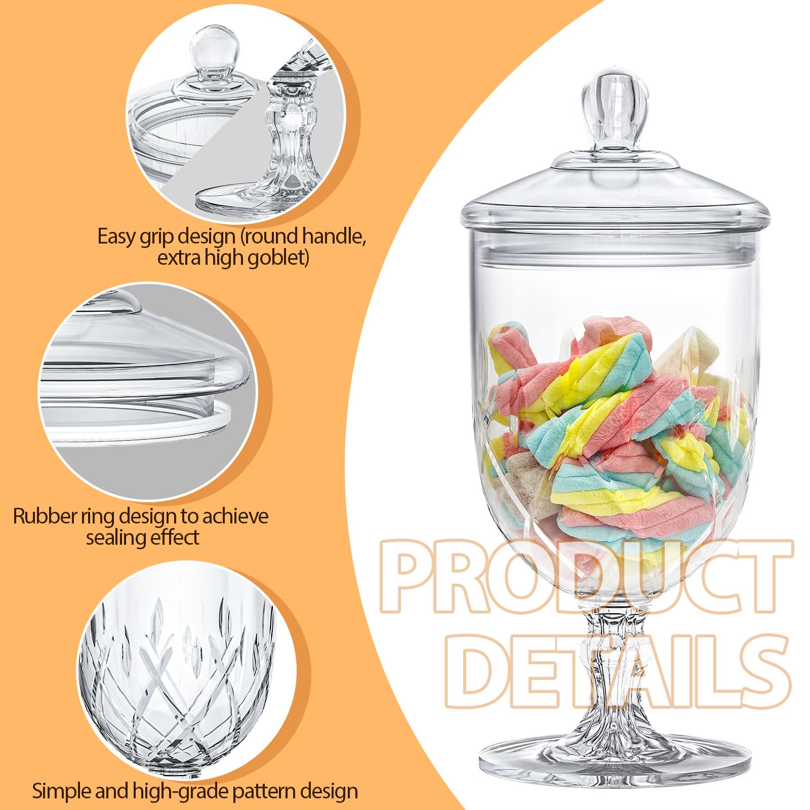 baflovga Candy Jars with Airtight Lids, 71 OZ Acrylic Cookie Jars, Plastic Apothecary Jars, Elegant Storage Canisters for Candy Buffet, Bathroom, Party, Wedding, Break-Resistant, Clear