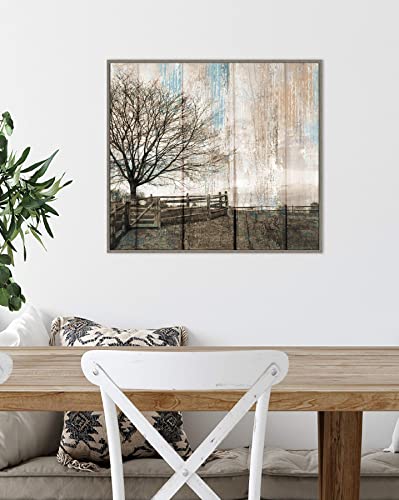 Rustic Farmhouse Wall Art Country Tree Winter Landscape Picture Canvas Print for Bedroom LivingRoom Home Decoration Modern Artwork 16"X20" Frameless