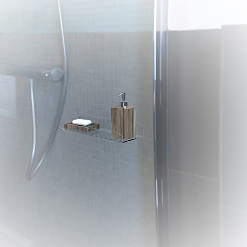 Clear Acrylic Floating Shelves Wall Mounted , Floating Shelves for Wall for for Storage, Bedroom Living Room Bathroom Kitchen and More,Self-Adhesive and Perforated Installation 2-pack (Transparent)