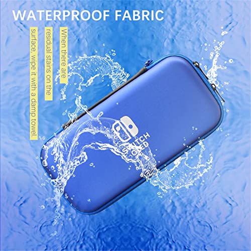 ELIATER Carrying Case Compatible with Switch OLED Model 2021, Accessories Bundle with Screen Protector, Clear Cover for Switch-Pro Controller, Silicone Skin for Joy-Con and 4 Thumb Grip Caps(Blue)
