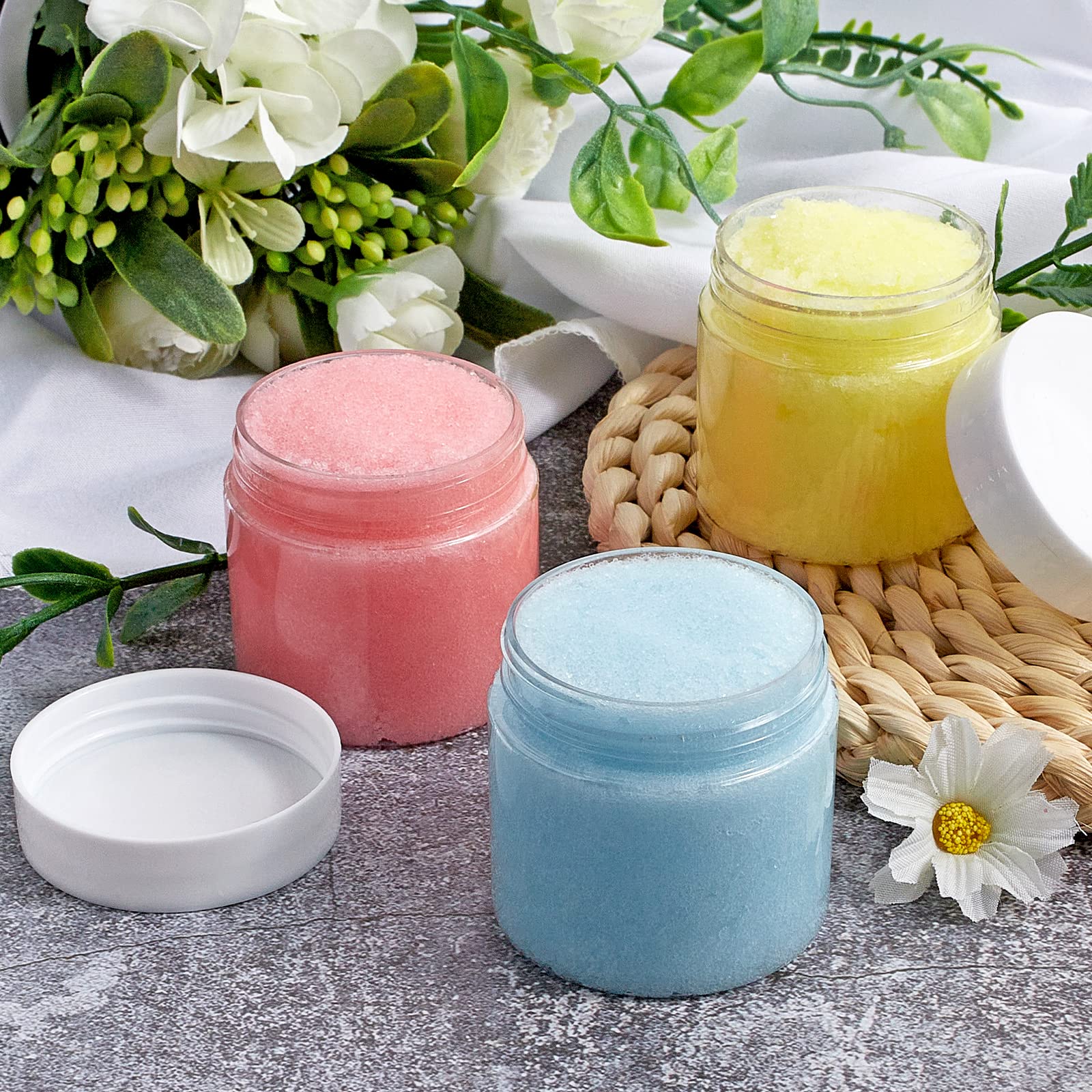 TUZAZO 2 OZ Plastic Jars Round Clear Cosmetic Container Jars with Lids and Labels, 24 Pack Small Plastic Jars for Lotion, Cream, Ointments, Makeup, Glitters, Samples, Travel Storage