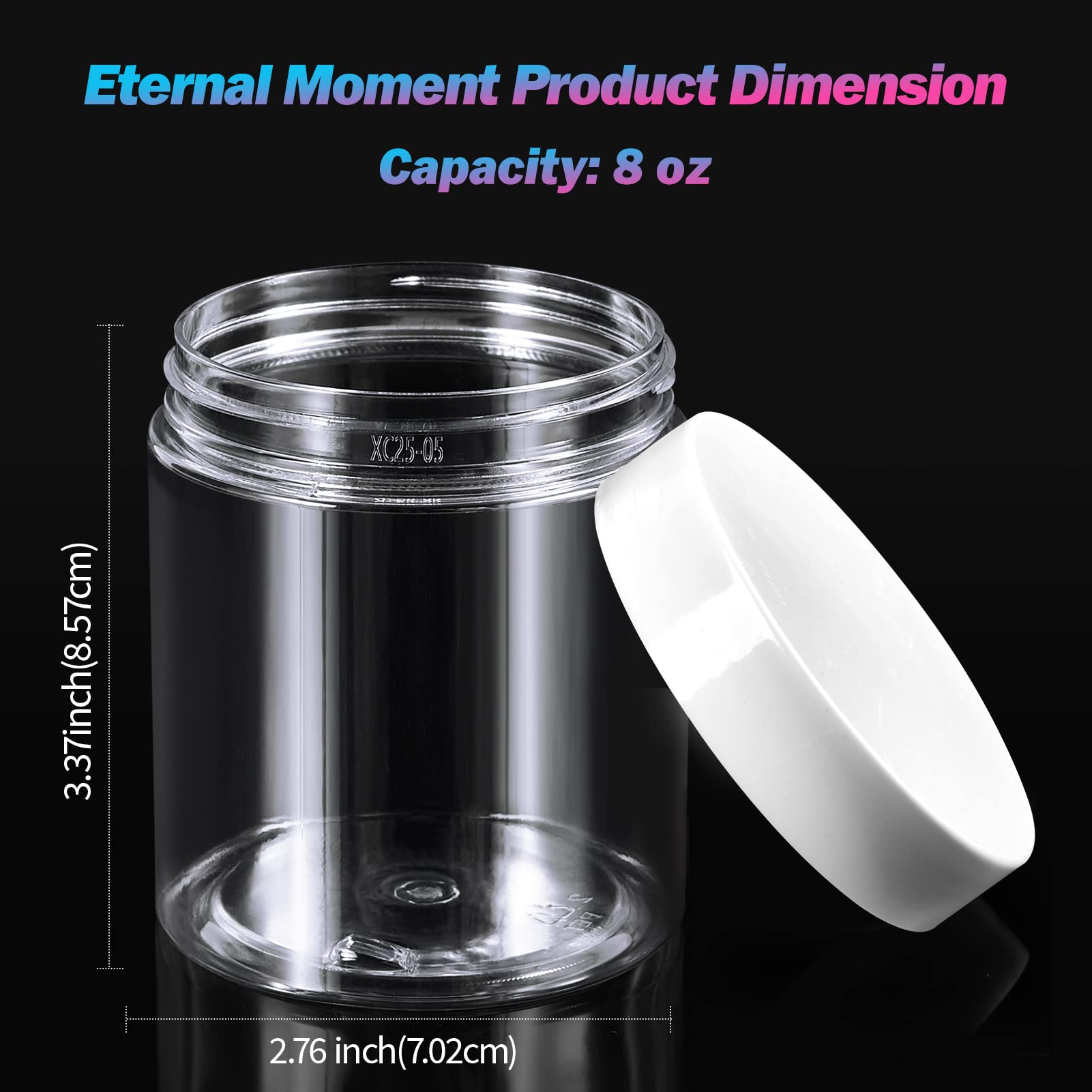 Eternal Moment 36 Pack 8 OZ Plastic Jars Round Clear Cosmetic Container Jars with White Lids, Perfect for Lotion, Slime,Cream, Ointments, Makeup, Eye Shadow, Samples, Pot, Travel Storage 