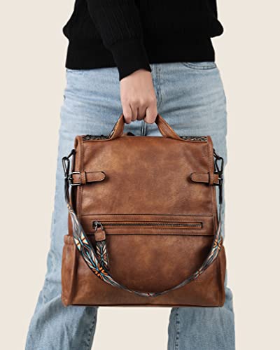 FADEON Womens Backpack Purse Designer Ladies Shoulder Bag Vegan Leather Large Travel Backpacks Purses for Women